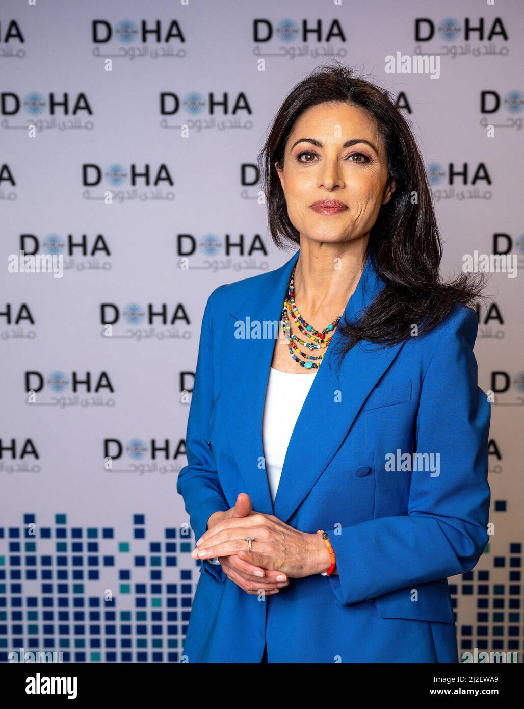 Lebanese journalist and TV celebrity, Ghida Fakhry, poses at the Doha ...