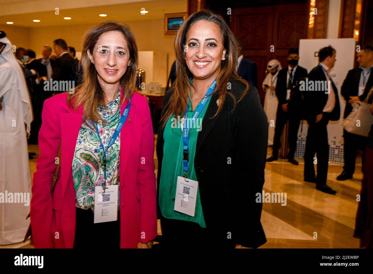 L-R : French member of parliament Anissa Khedher and Amelia Lakrafi ...