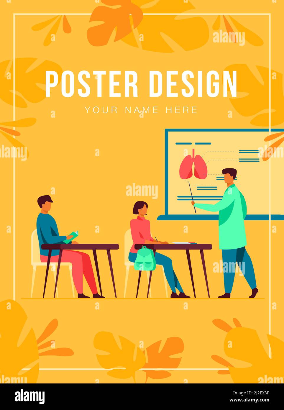 Medical professor presenting organ infographics to audience. College ...