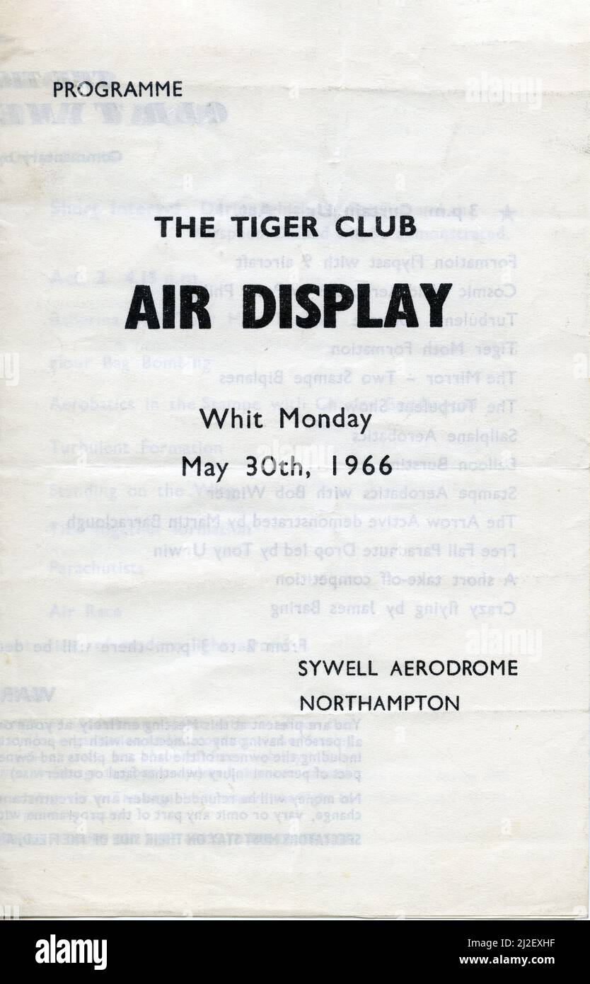 The programme for the Tiger Club air display at Sywell Aerodrome in ...