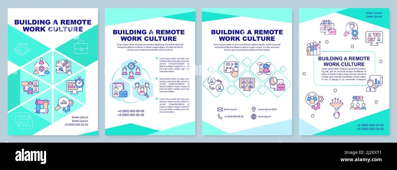 Building remote work culture mint brochure template Stock Vector Image ...