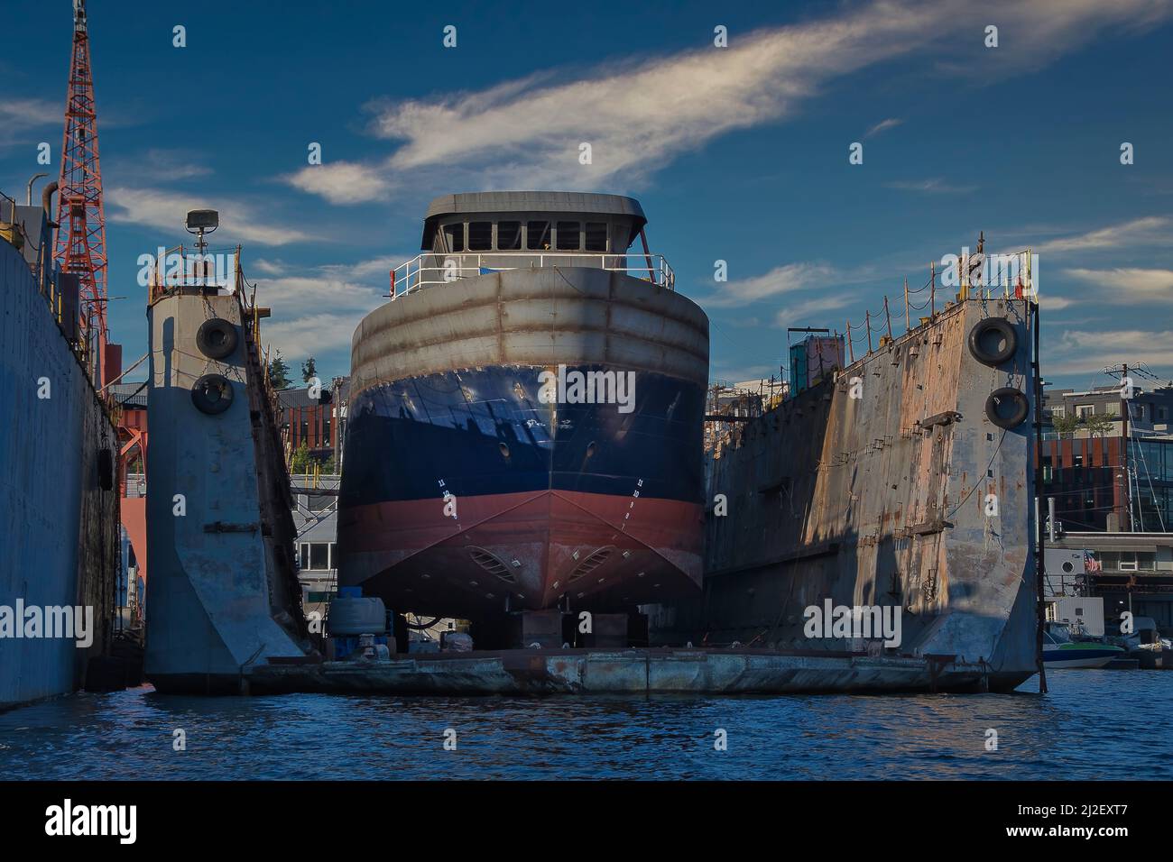 A OLD FISHING VESSEL DRY DOCKED FOR REPAIRS ON SOUTH LAKE UNION ...