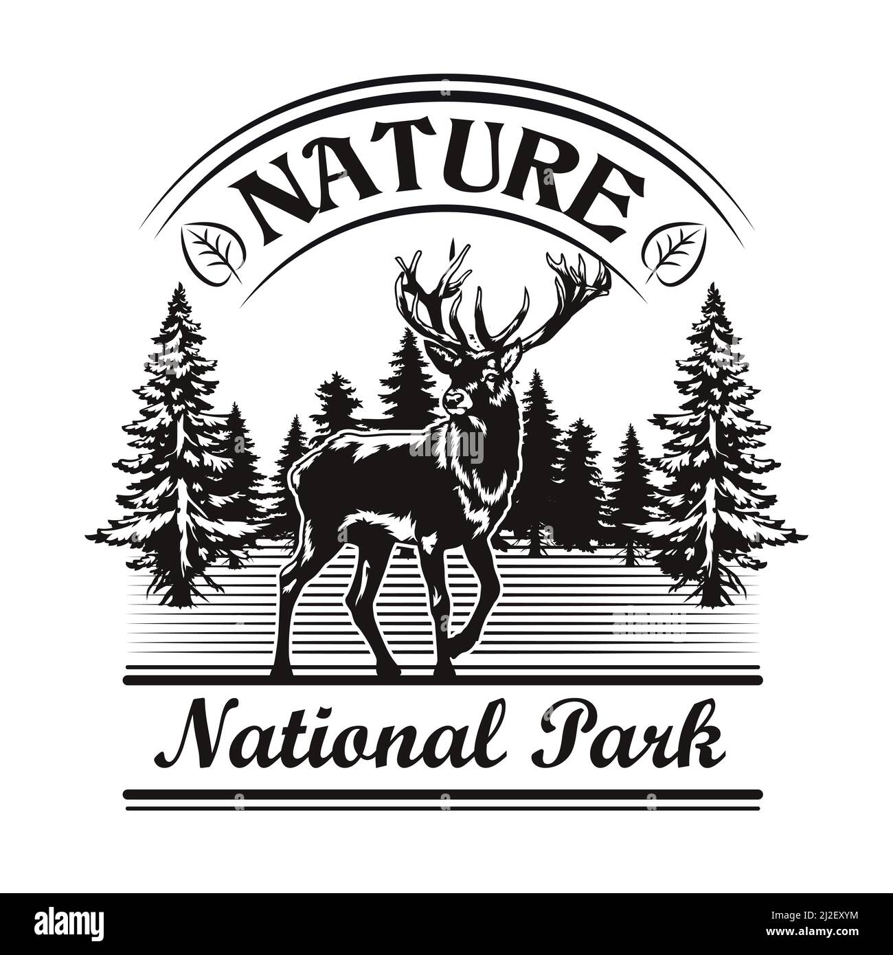 Nature and park symbol design. Monochrome element with reindeer in ...