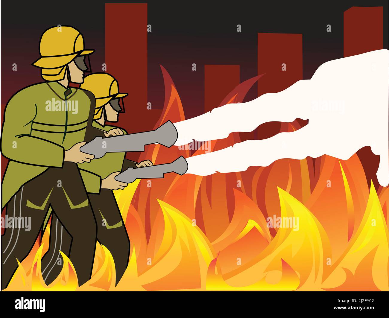 Firefighter Fighting Fire Drawing