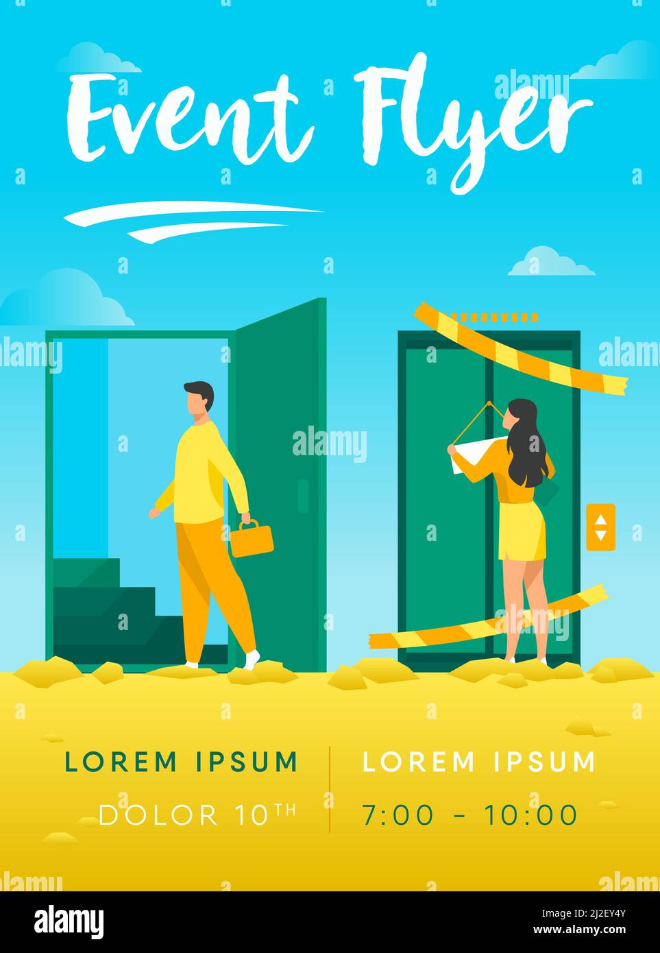 Woman suffering from gender discrimination. Man entering by open door ...