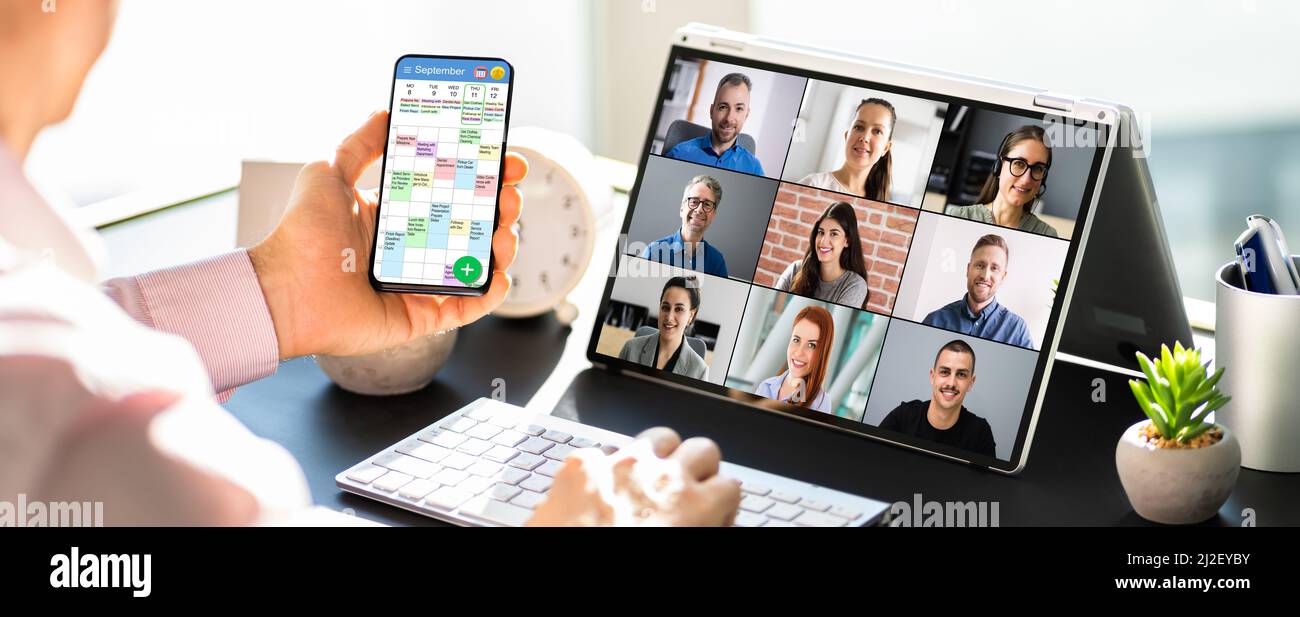 Virtual Video Conference Call Meeting And Financial Presentation Stock ...