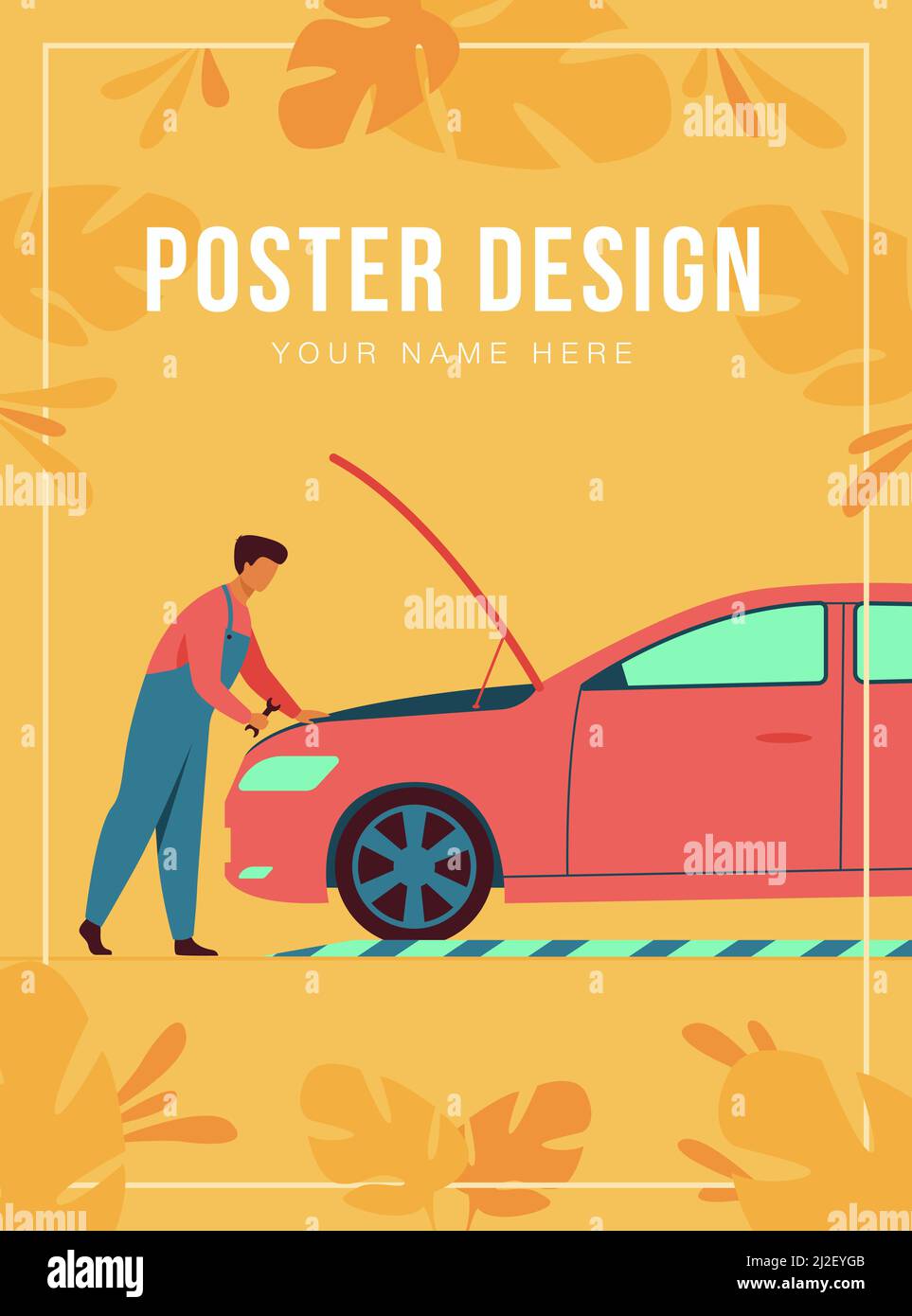 Auto mechanic repairing vehicle engine isolated flat vector ...