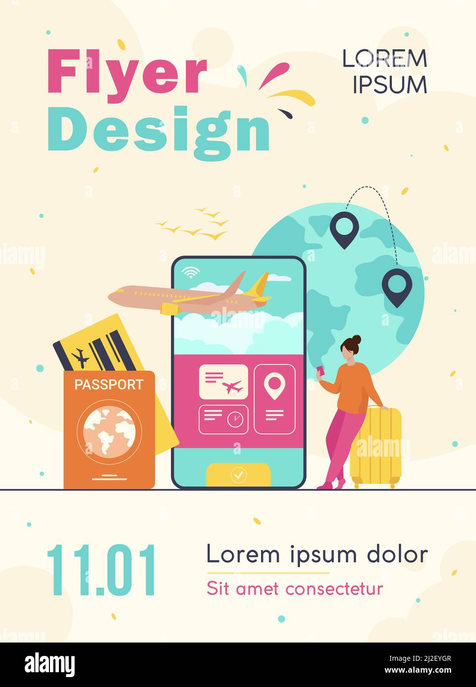 Plane phone woman Stock Vector Images - Alamy