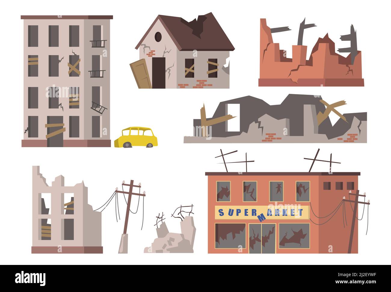 Dilapidated old house ruin Stock Vector Images - Alamy