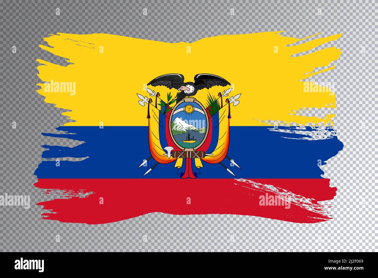 Ecuador flag brush stroke, national flag on transparent background ...