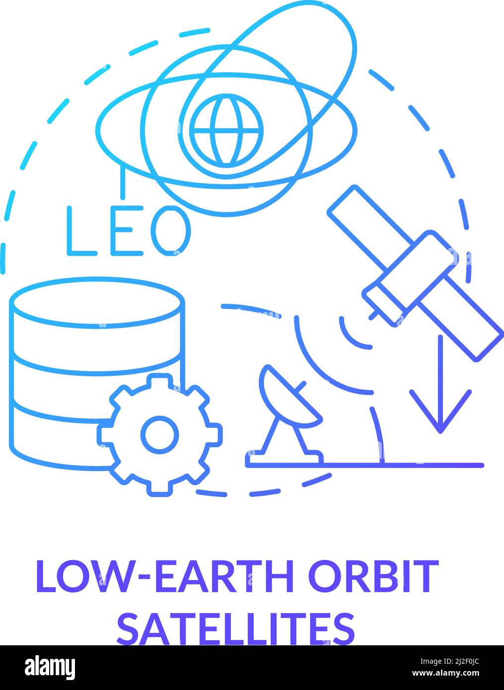 Low-earth orbit satellites blue gradient concept icon Stock Vector ...