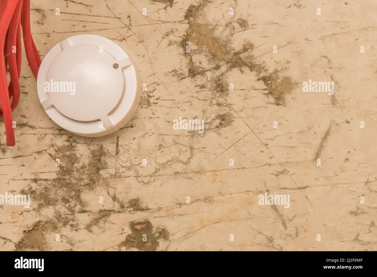 Old fire alarm on ceiling smoke detector safety and home protection ...