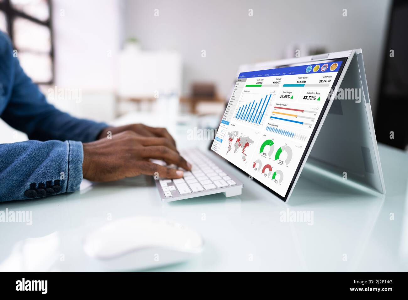 African Businessman Using Analytics Data KPI Dashboard Tech Stock Photo ...