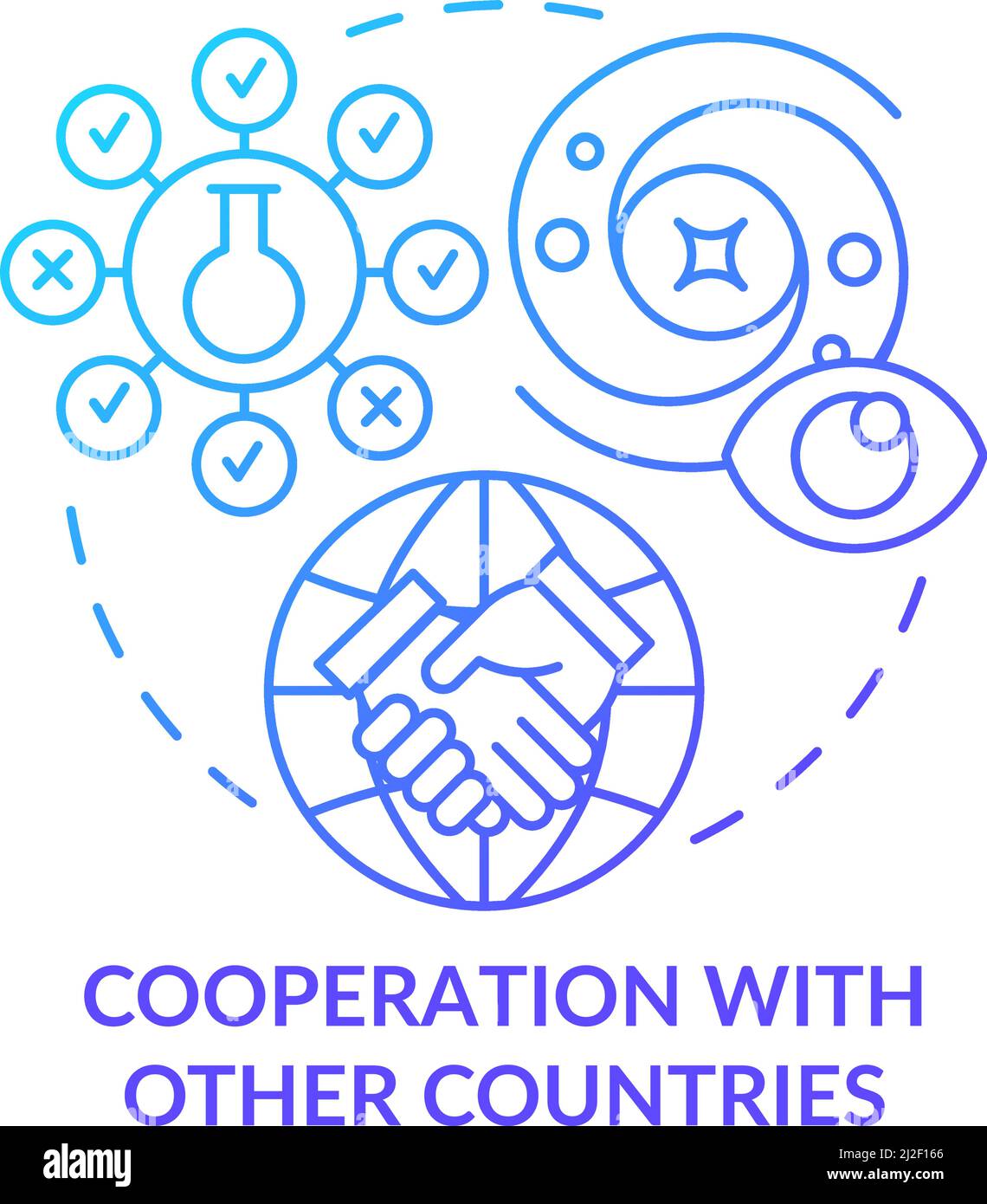 Cooperation with other countries blue gradient concept icon Stock ...