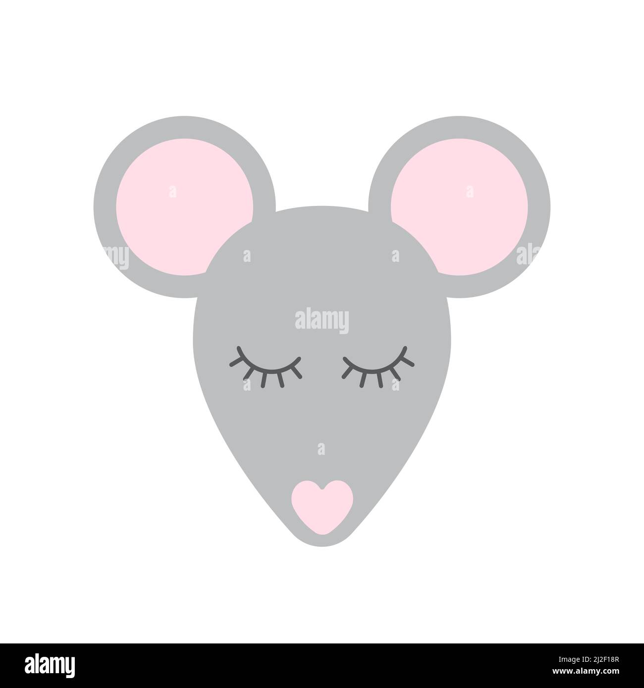 Vector flat cartoon gray mouse rat face isolated on white background ...