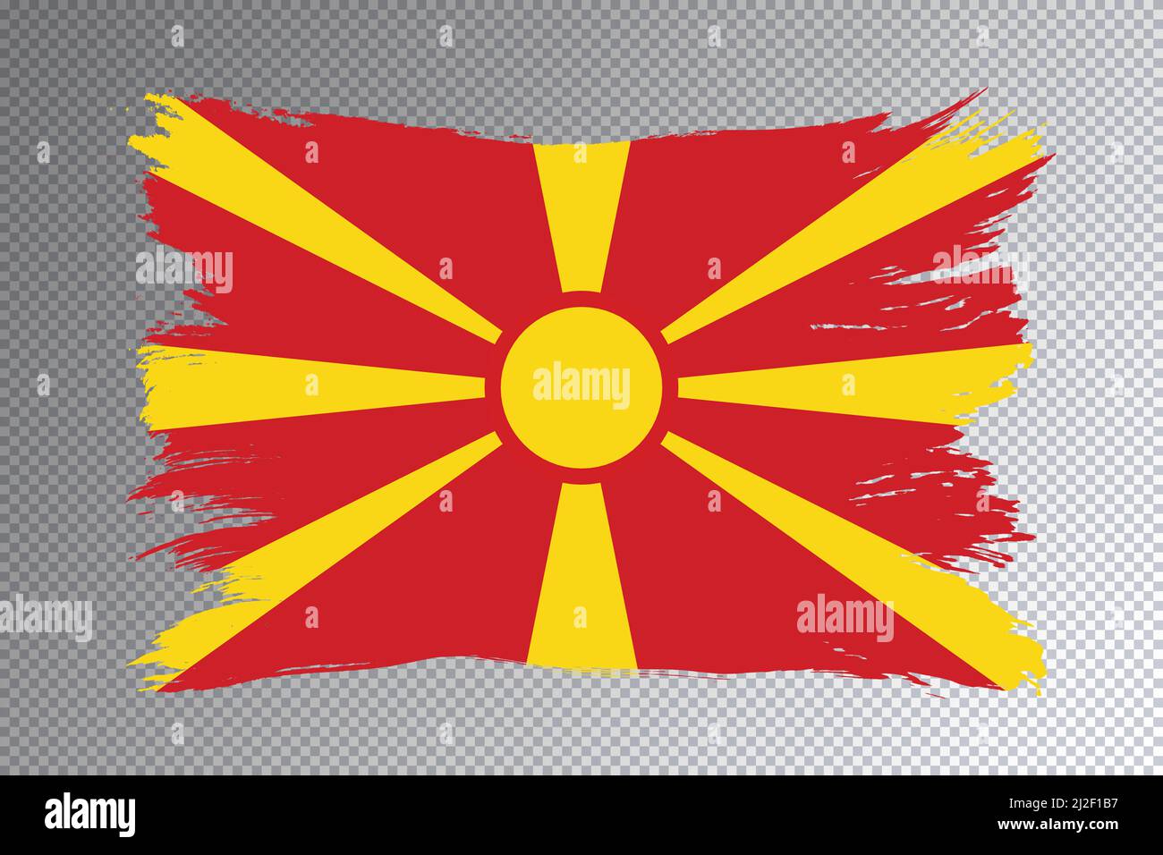 North Macedonia flag brush stroke, national flag on transparent ...