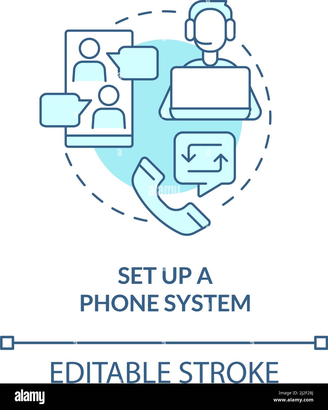 Set up phone system turquoise concept icon Stock Vector Image & Art - Alamy