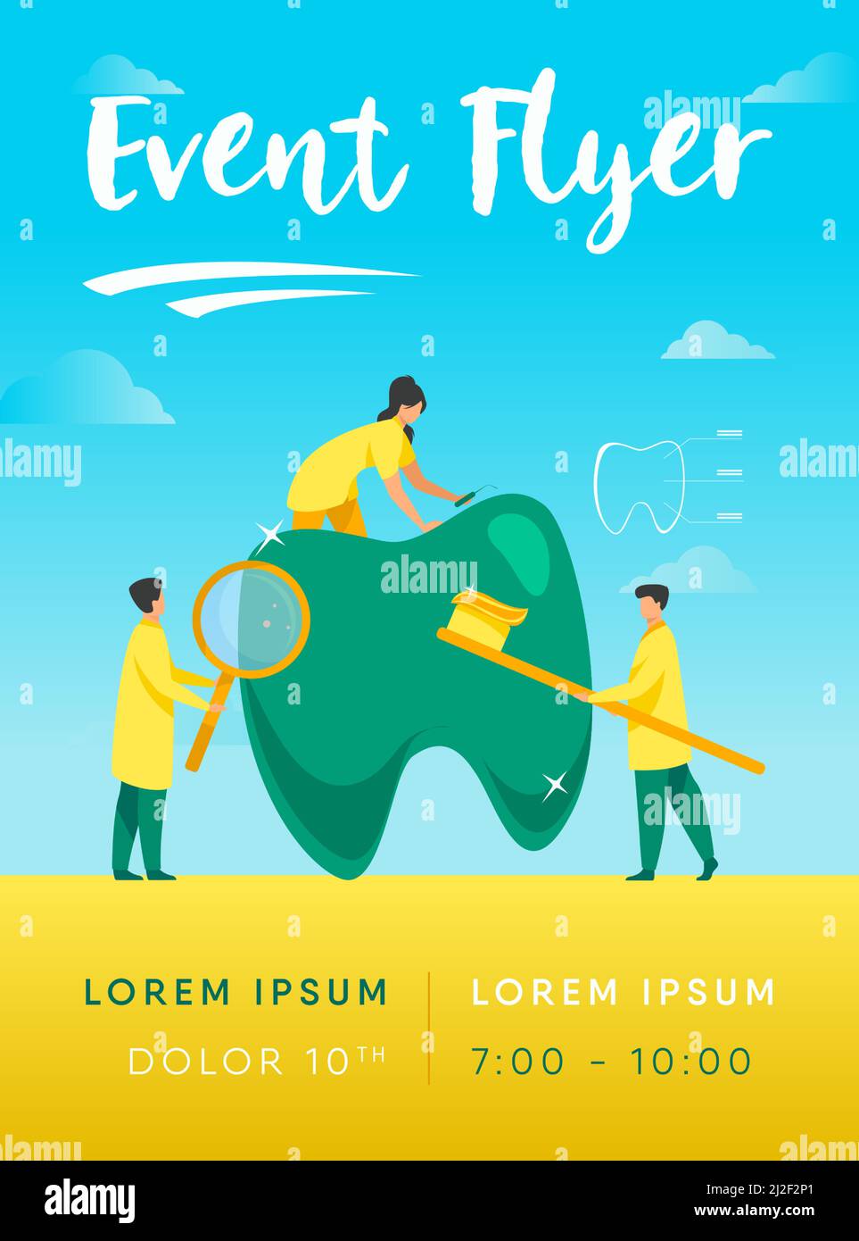 Team of dentists taking care of teeth. Small doctors examining ...