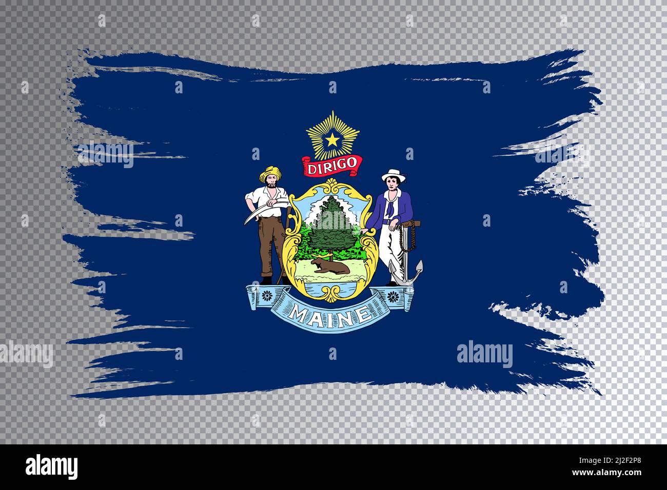 Maine state flag, Maine flag transparent background Stock Photo - Alamy