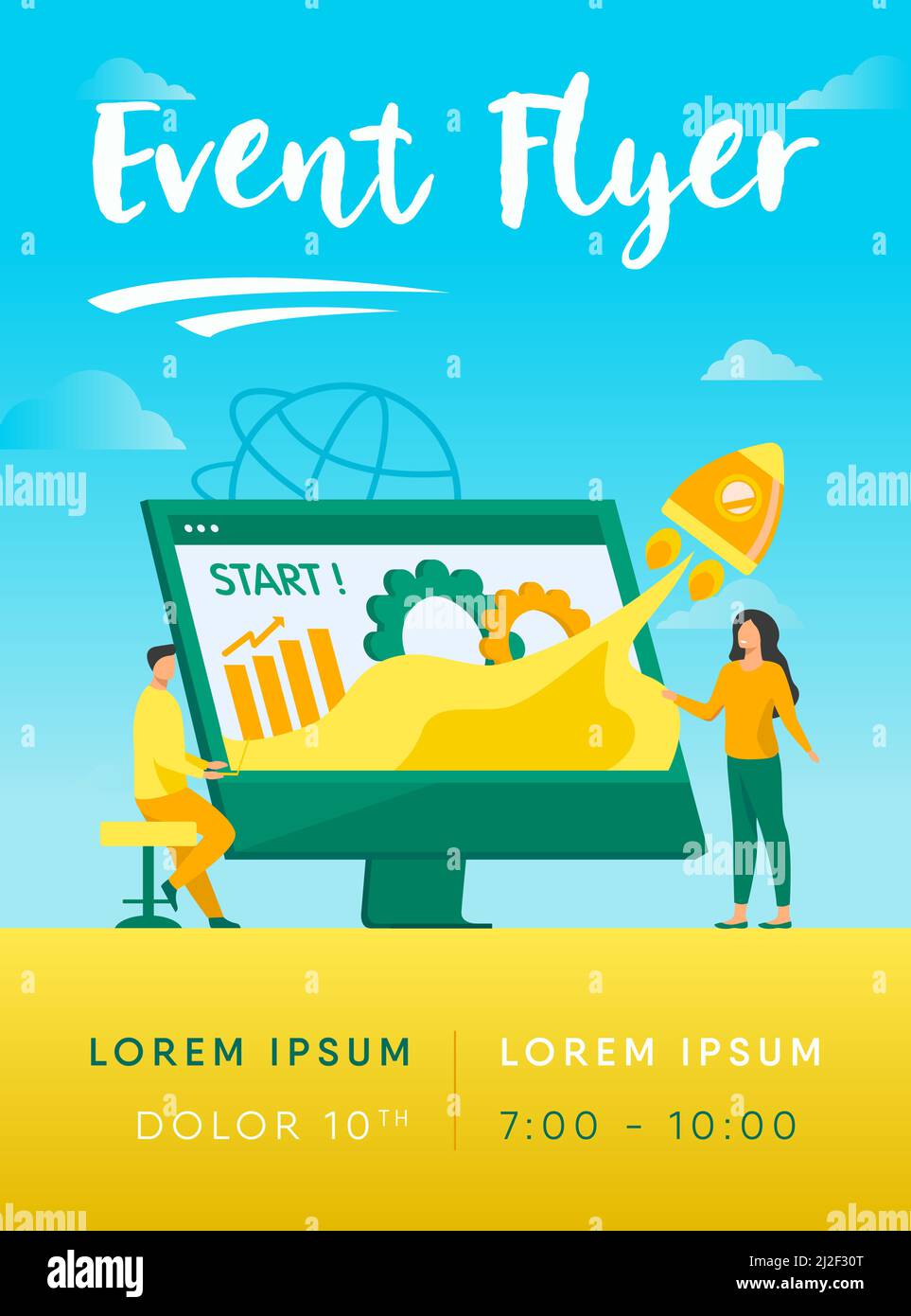 Team starting project. Workgroup working on startup, launching rocket ...