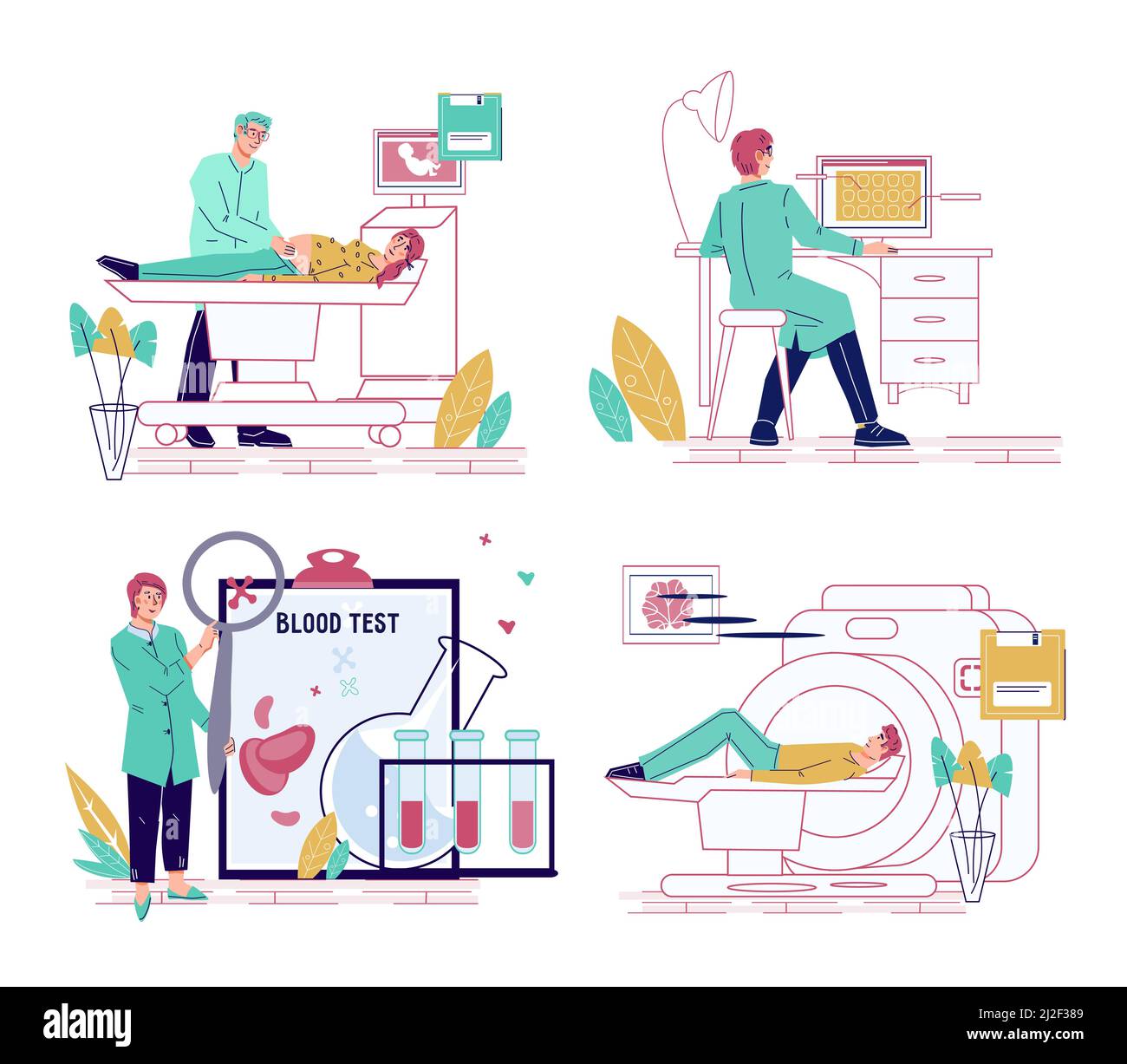 Medical Services with Healthcare Professionals doctors characters set ...