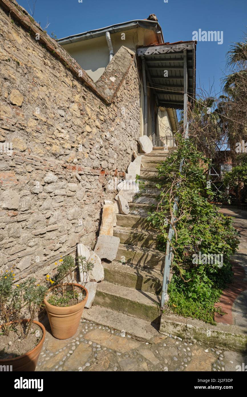 The stone exterior steps, staircase that lead up to the women's section ...