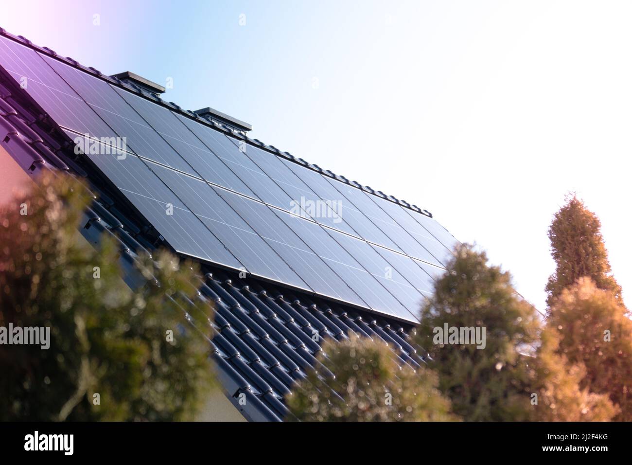 New ecologic house with solar panels Alternative to conventional energy ...