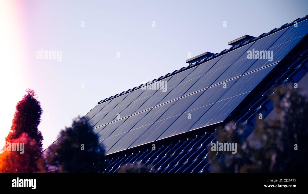 New ecologic house with solar panels Alternative to conventional energy ...