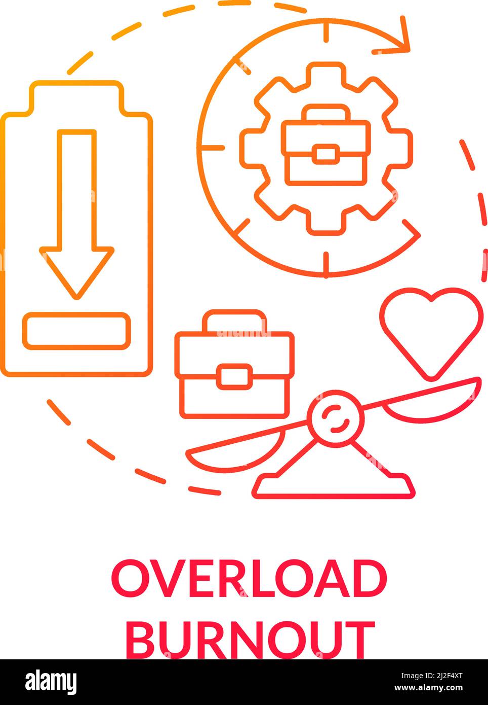 Overload burnout red gradient concept icon Stock Vector Image & Art - Alamy