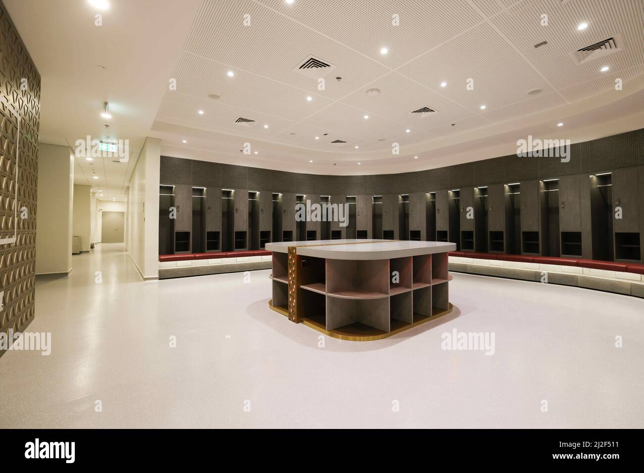 Lusail, Qatar. 01st Apr, 2022. View of one of the team dressing rooms ...