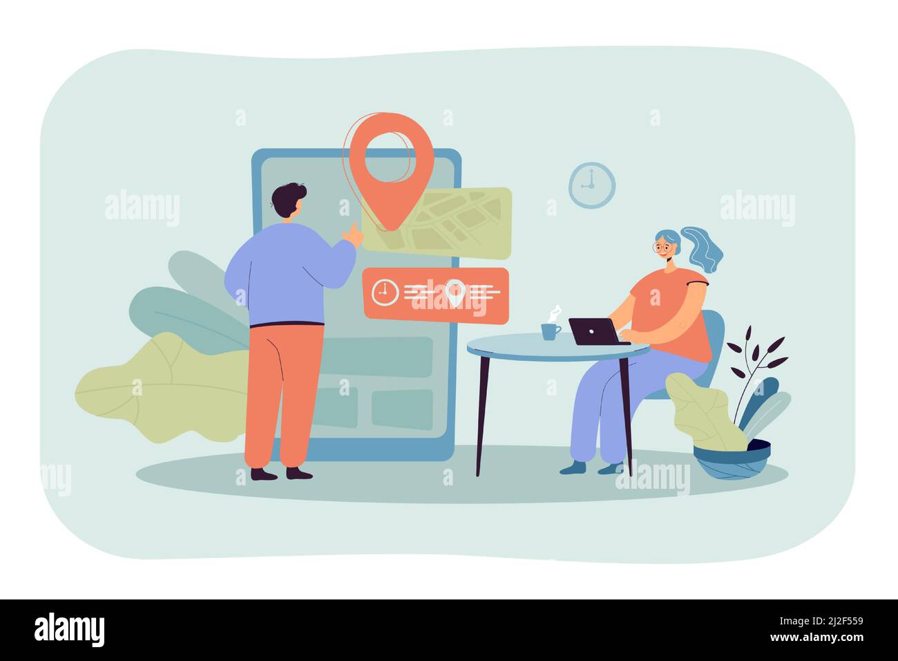 Digital technology users using appointment and booking app on giant ...