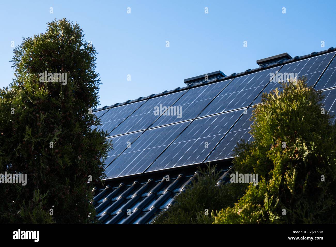 New ecologic house with solar panels Alternative to conventional energy ...