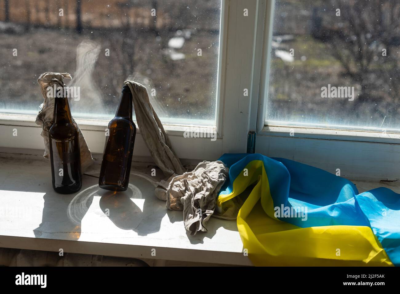 homemade Molotov cocktail in ukraine, Kyiv, prepared to protect against ...