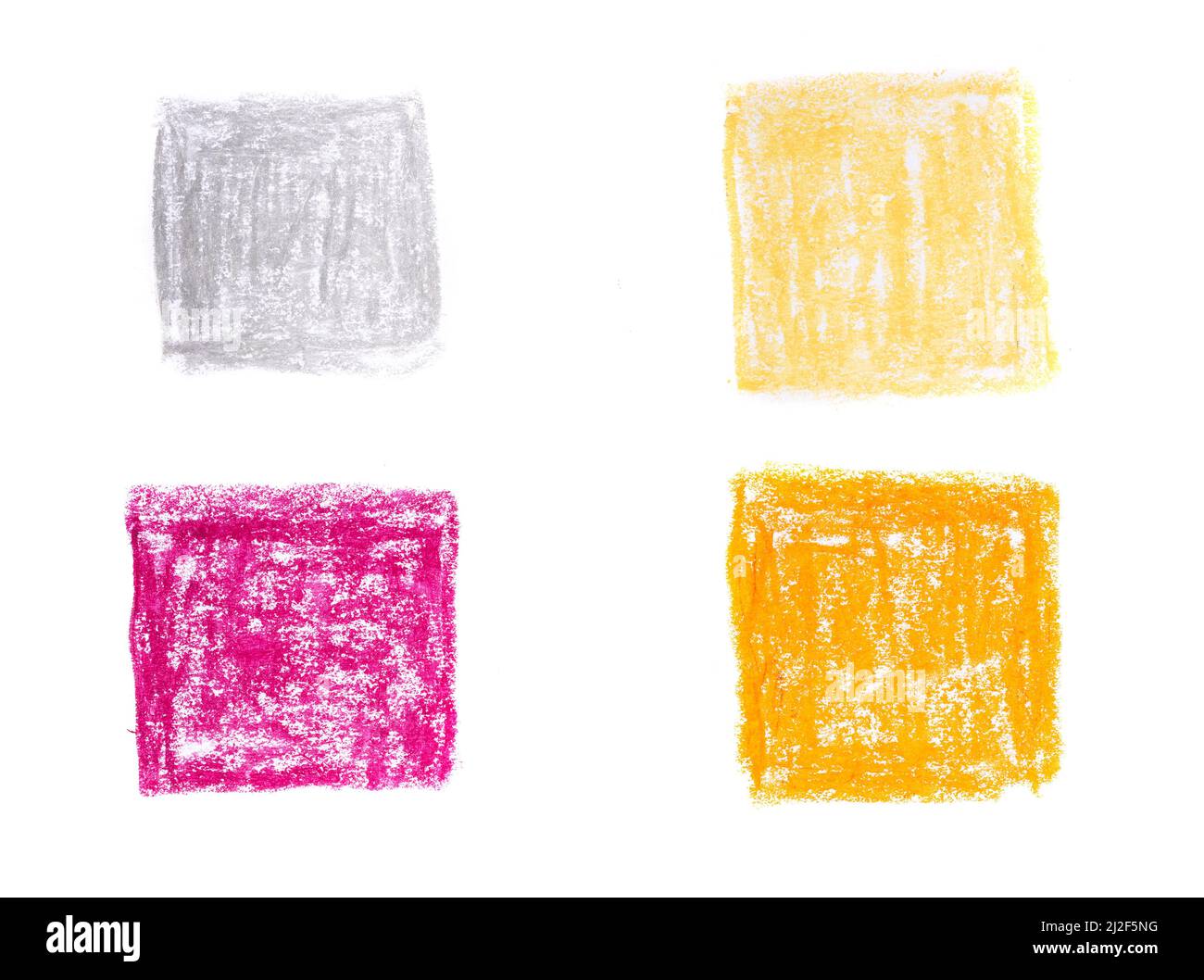 multi-colored rectangles drawn with oil pencils isolated on a white ...