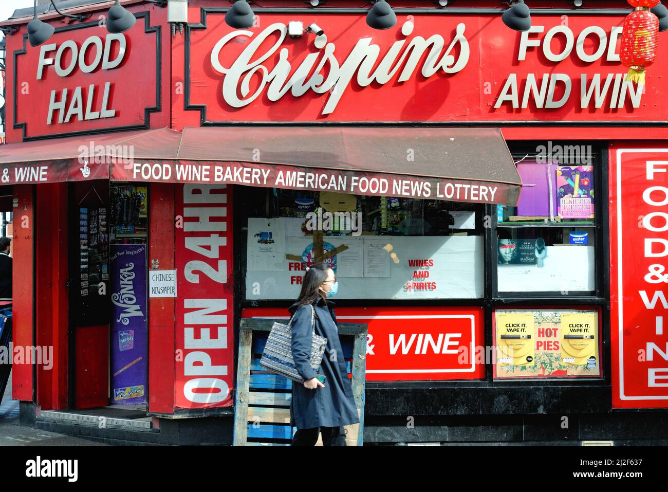 A very colourful corner shop with large red exterior in Chinatown ...