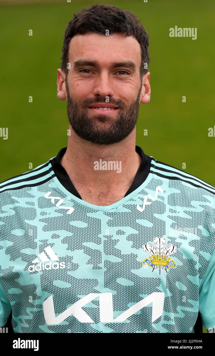 Surrey's Reece Topley during a photocall at the Kia Oval, London ...