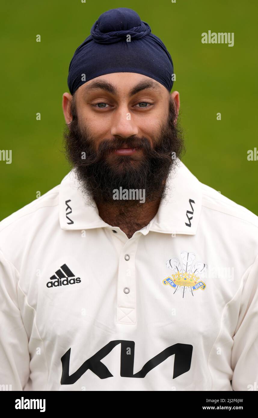 Surrey's Amar Virdi during a photocall at the Kia Oval, London. Picture ...