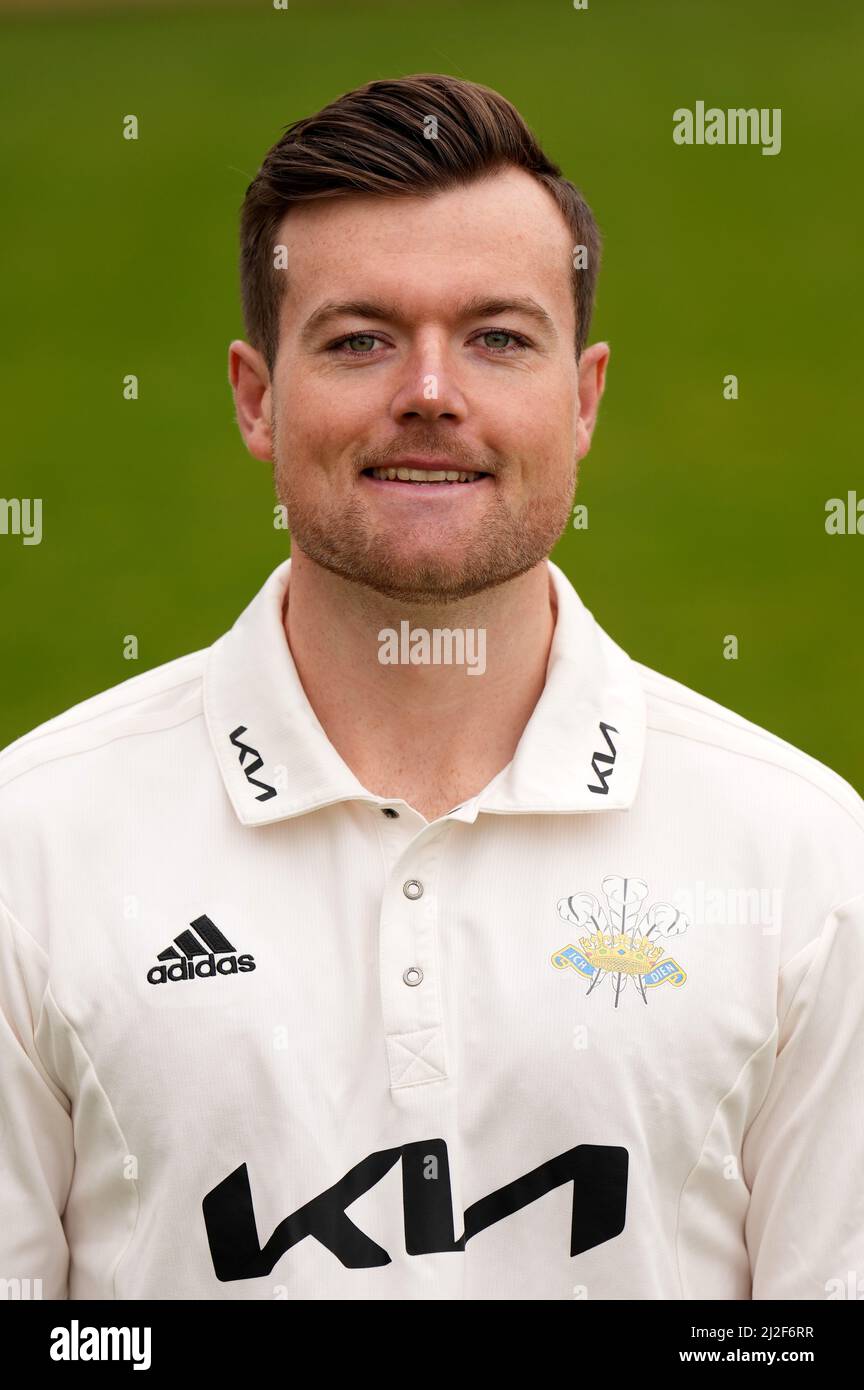 Surrey's Daniel Moriarty during a photocall at the Kia Oval, London ...