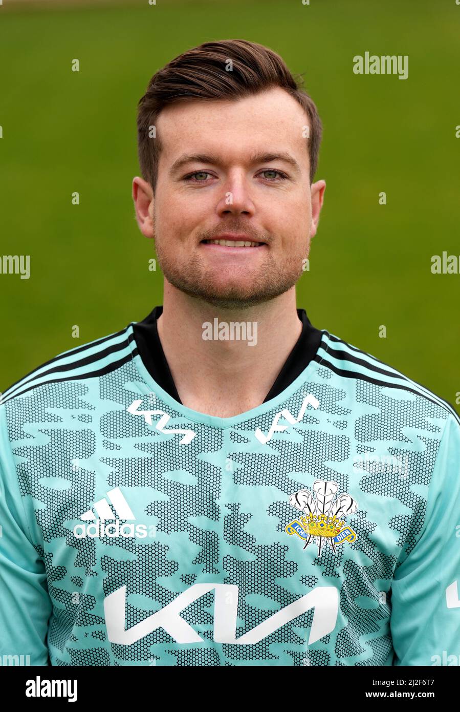 Surrey's Daniel Moriarty during a photocall at the Kia Oval, London ...