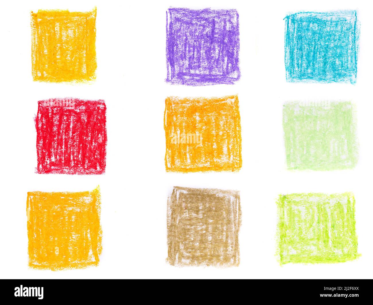 multi-colored rectangles drawn with oil pencils isolated on a white ...