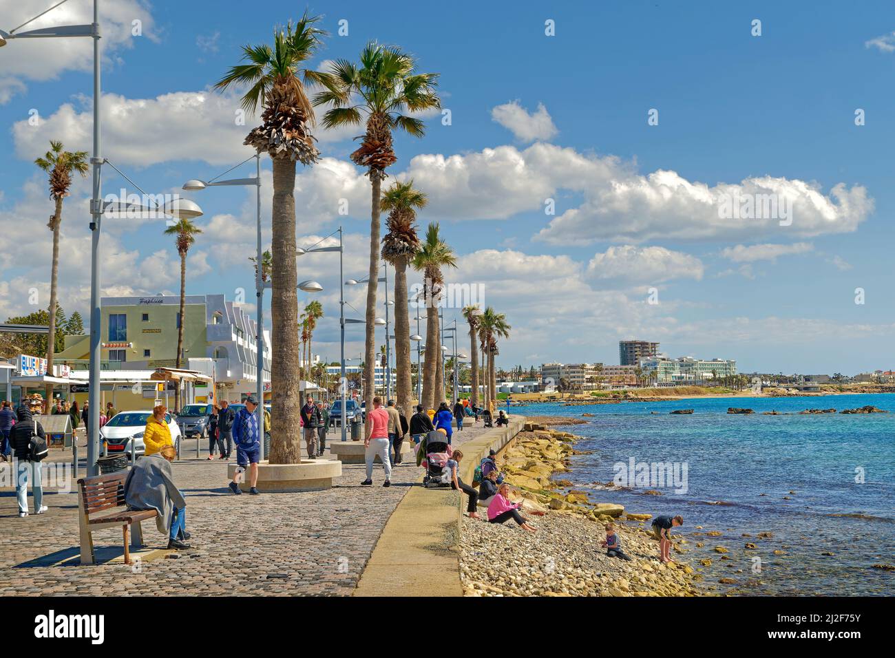 Paphos harbour seafront promenade in Cyprus Stock Photo - Alamy