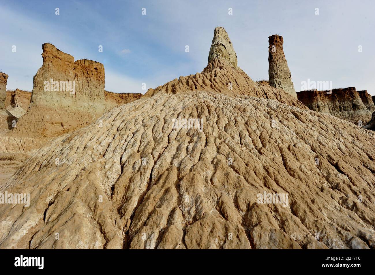 Photo taken on Jan 24, 2018 shows a landscape of soil forests in Datong ...