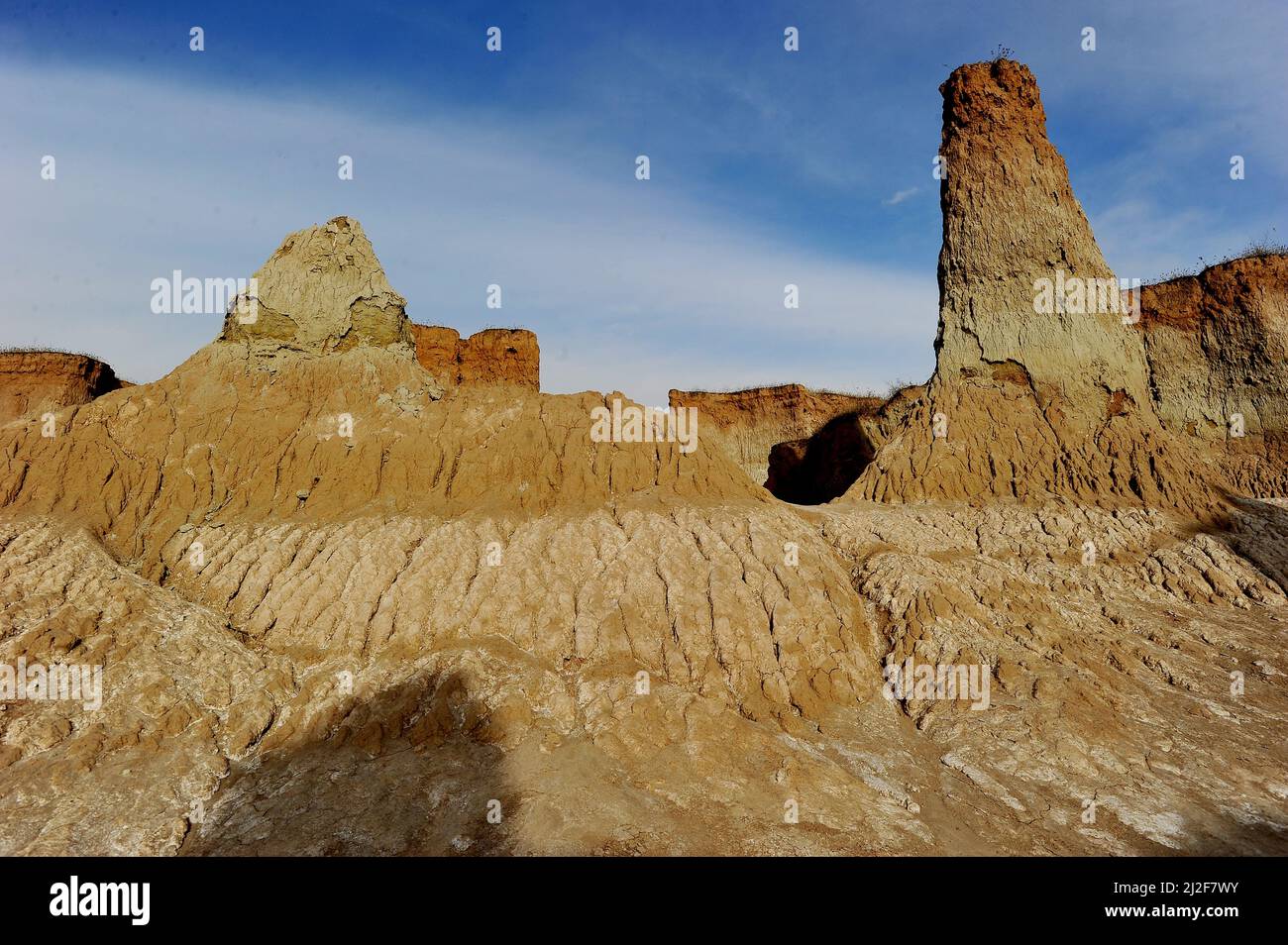 Photo taken on Jan 24, 2018 shows a landscape of soil forests in Datong ...
