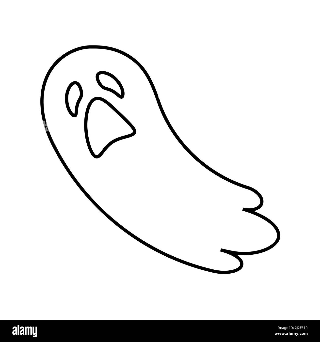 Vector flat cartoon outline ghost isolated on white background Stock ...