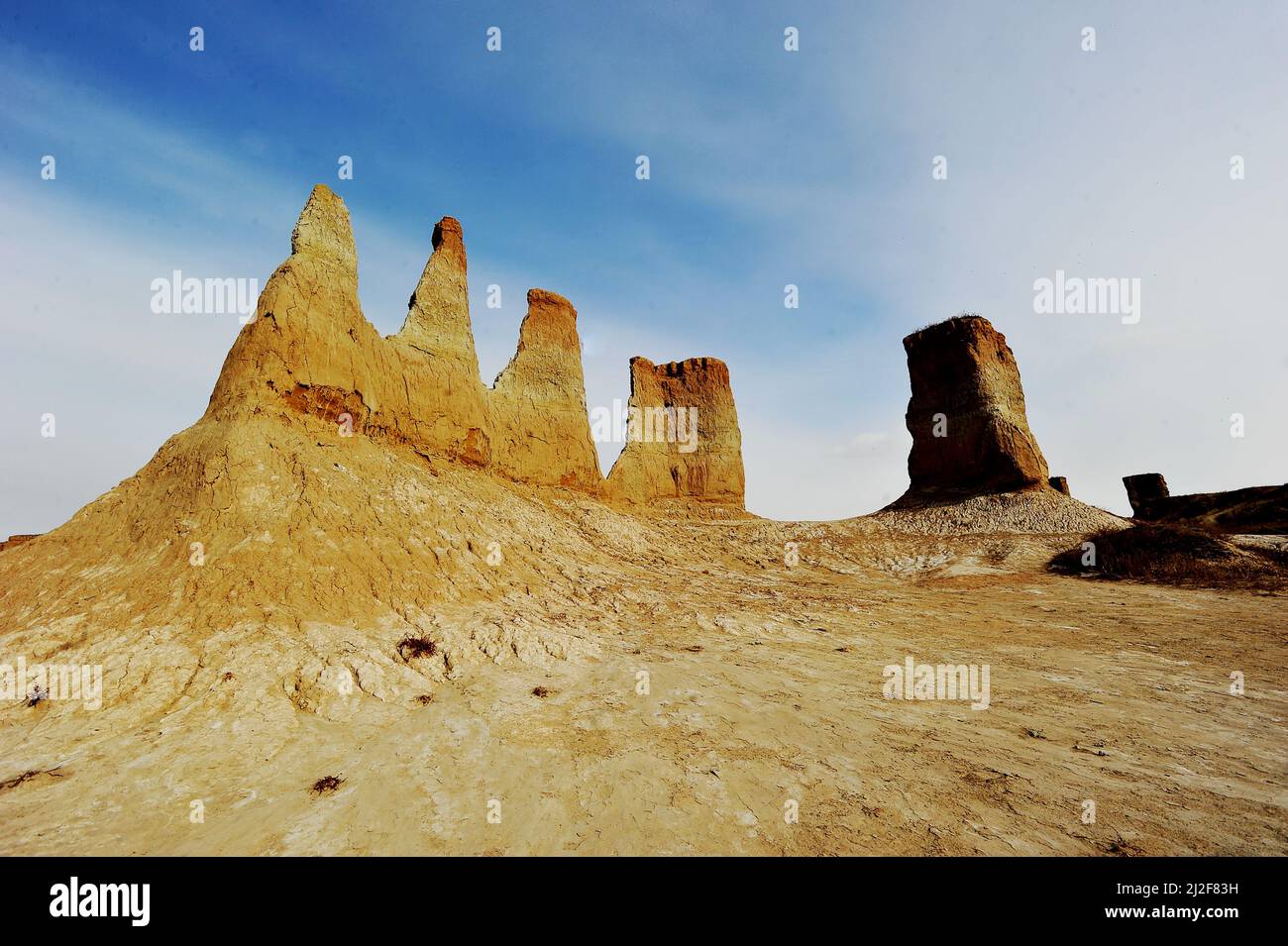 Photo taken on Jan 24, 2018 shows a landscape of soil forests in Datong ...