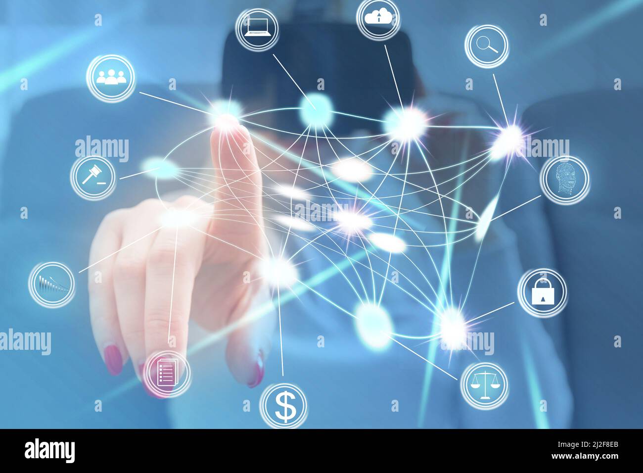 Hand touching modern interface digital transformation and metaverse ...