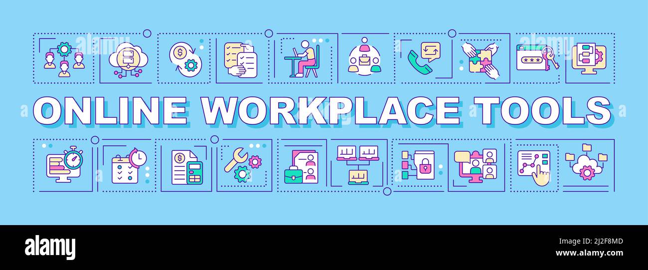 Online Workplace Tools Word Concepts Blue Banner Stock Vector Image And Art Alamy