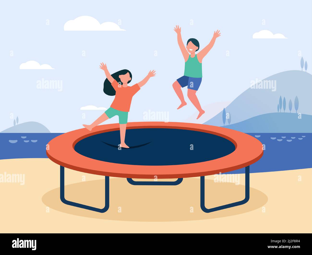 Little girl happy beach Stock Vector Images - Alamy