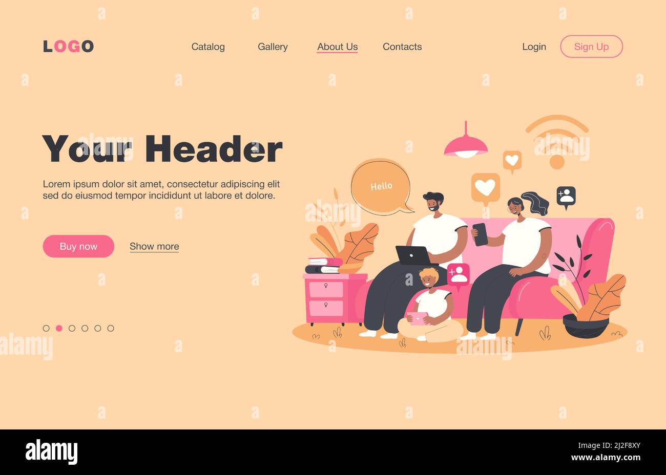 Family home laptop mobile Stock Vector Images - Alamy