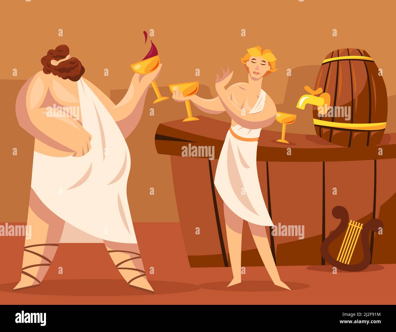 Ancient Greek gods or Greeks drinking wine together. Cartoon vector ...